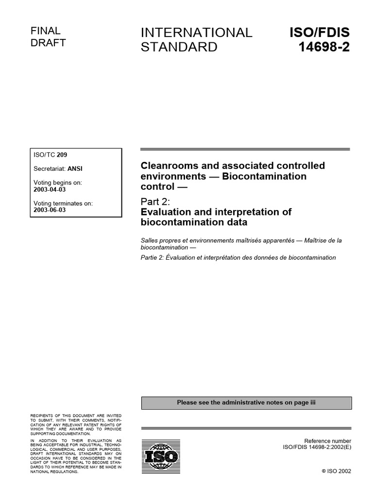 ISO 14698-2 - CLEANROOMS (BIO DATA) | Download Free PDF | International ...