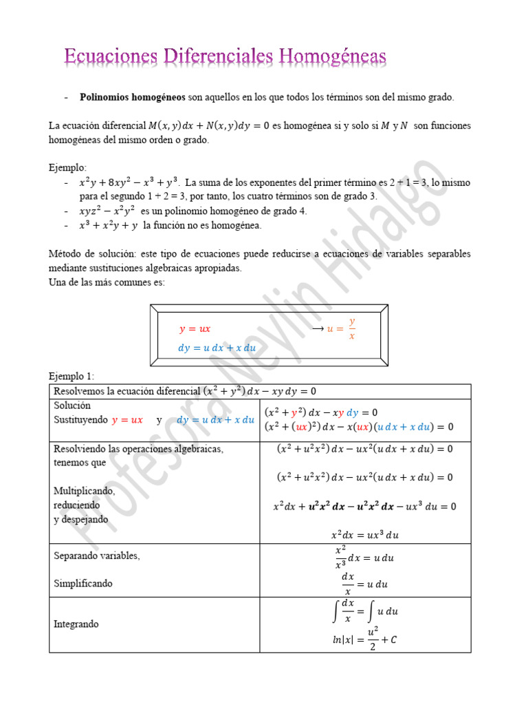 Ecuaciones Diferenciales Homogéneas | PDF | Ecuaciones | Matemáticas