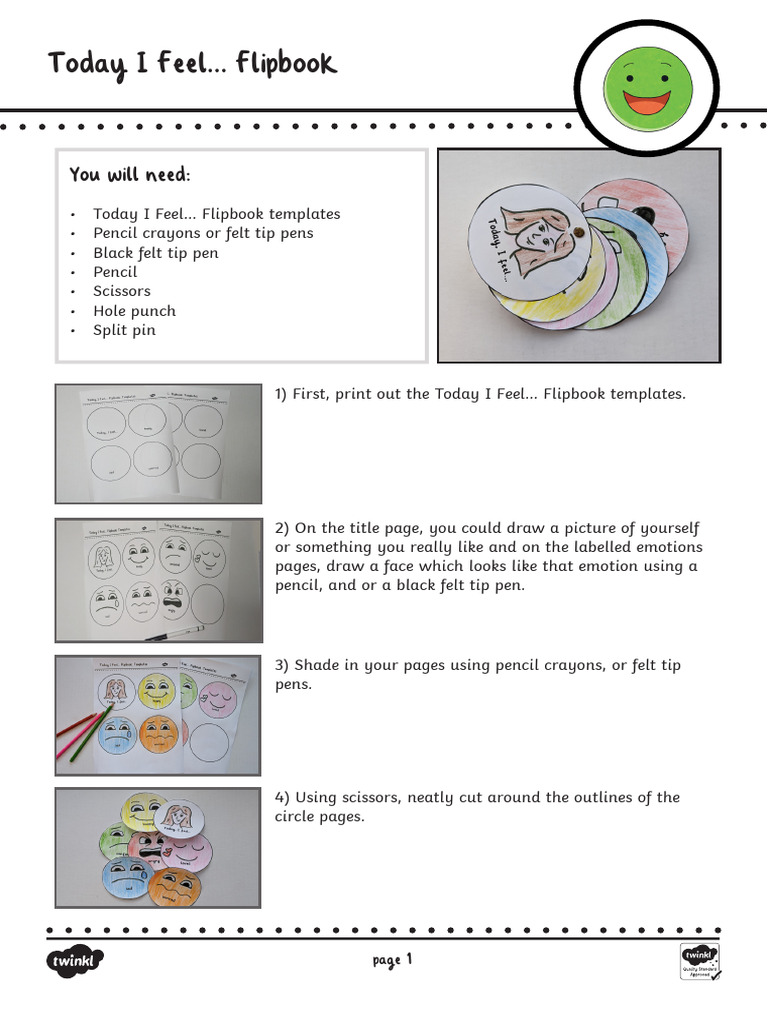 Today I Feel... Flipbook Instructions | PDF | Home & Garden
