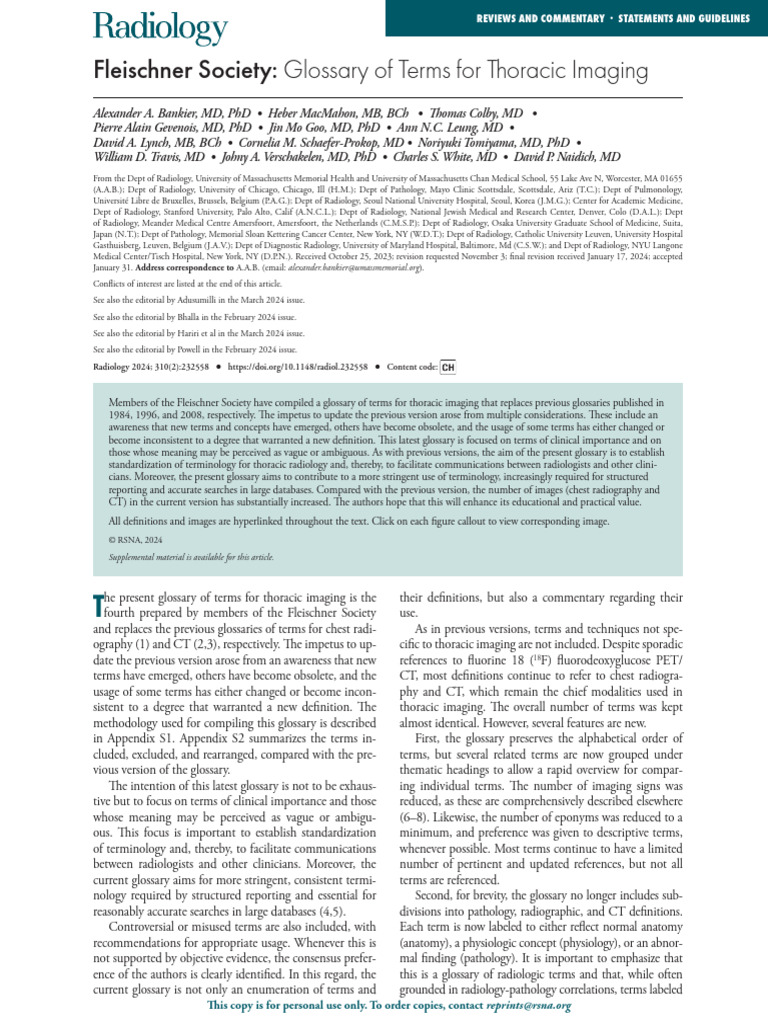 Bankier Et Al 2024 Fleischner Society Glossary of Terms For Thoracic ...