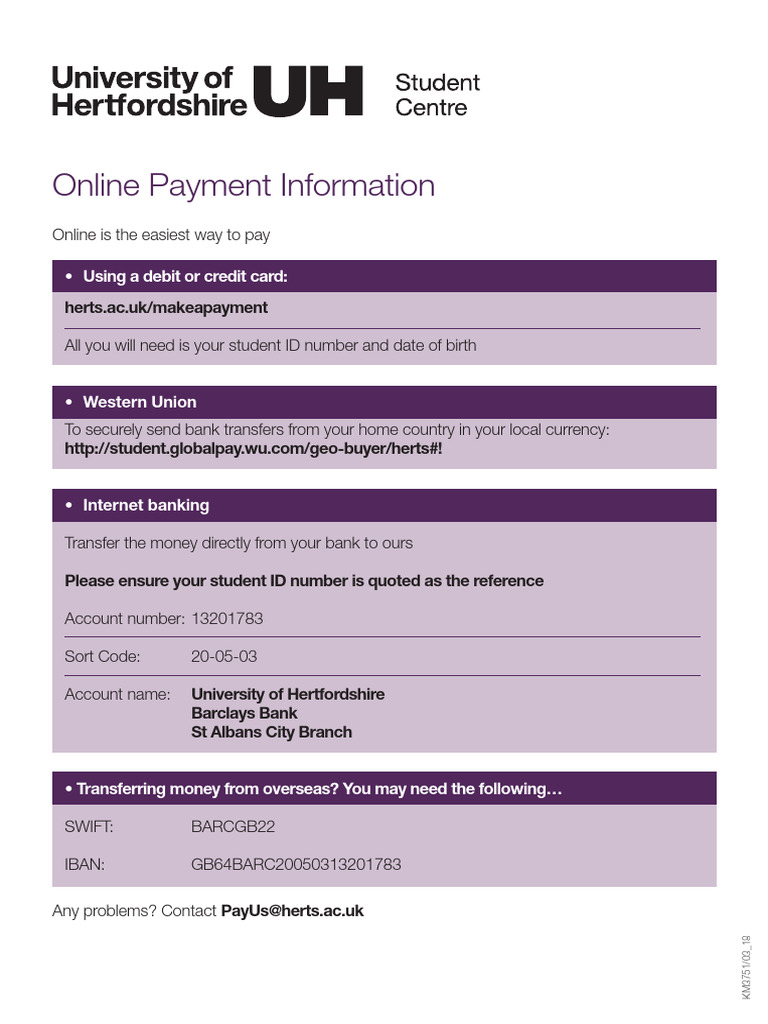 UH Online Payment Form | PDF