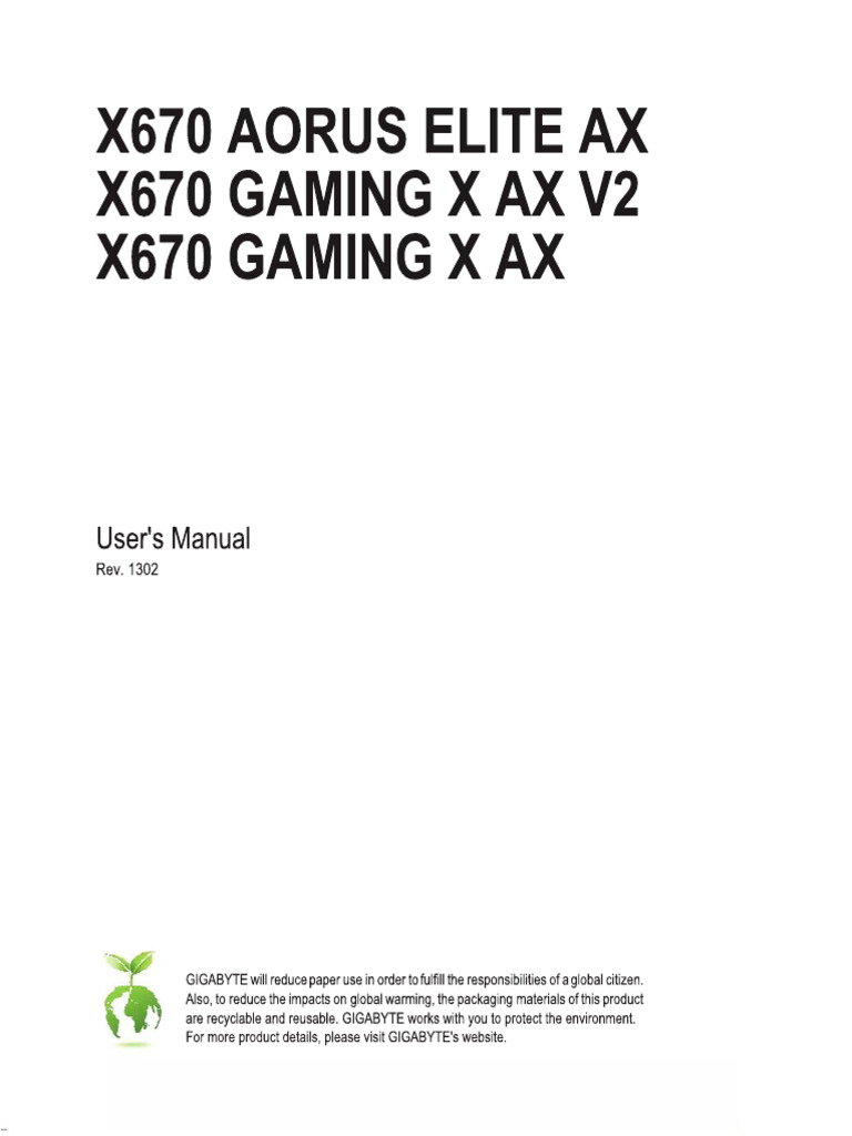 Gigabyte X670 Aorus Elite AX Manual | PDF