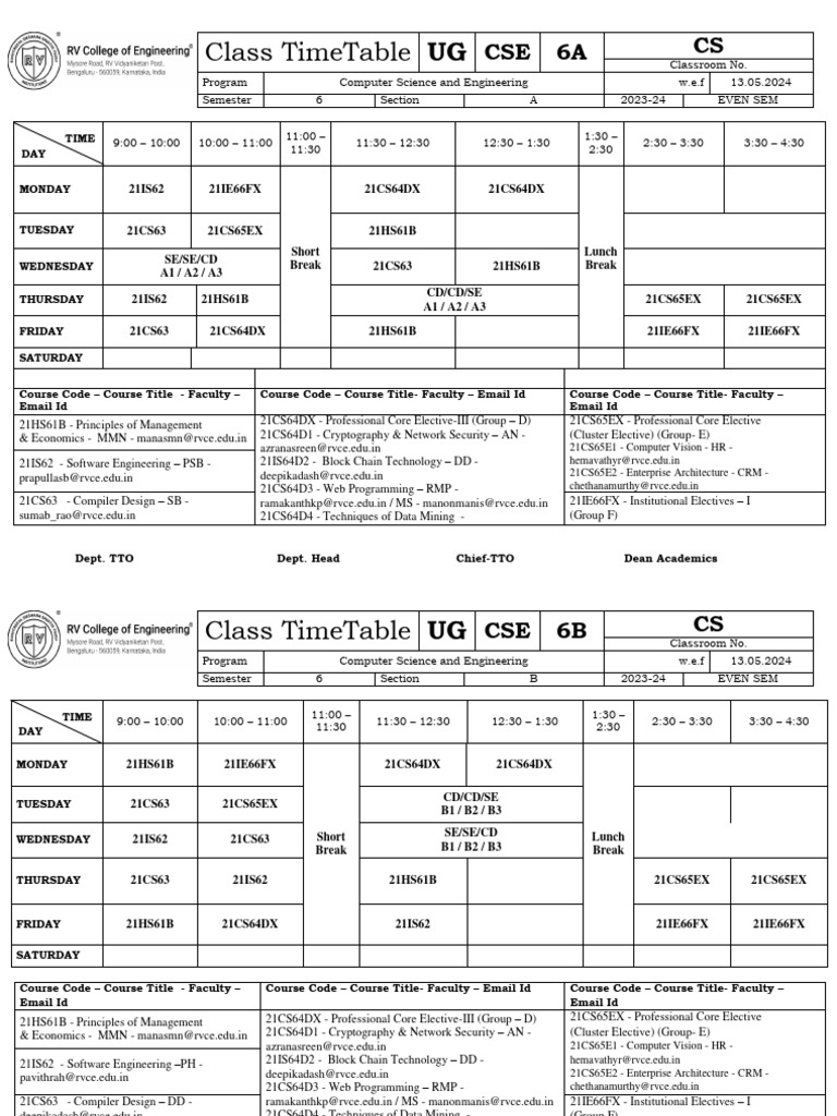 6TH CSE ClassTimeTable - 2023 24 As On MAY 08 2024 | PDF | Engineering ... 6TH CSE ClassTimeTable - 2023 24 As On MAY 08 2024 | PDF | Engineering ...