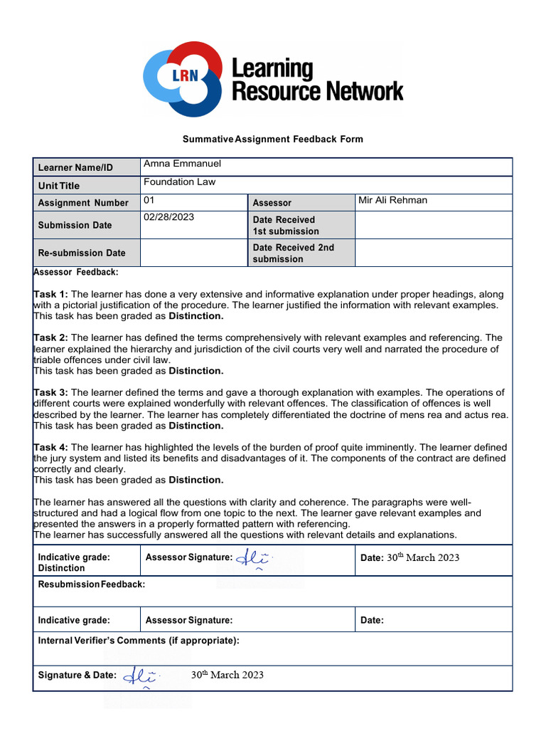 Summative Feedback Law | Download Free PDF | Common Law | Public Law