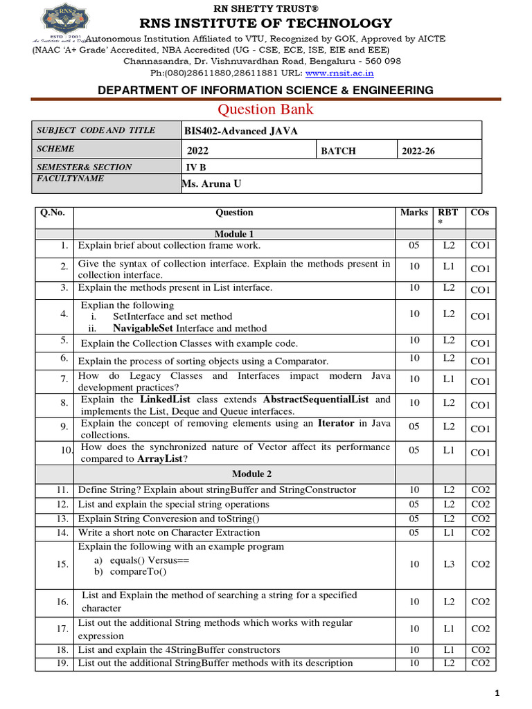 Ad JAVA Question_bank_M1&M2 | PDF | Computer Engineering | Programming Paradigms