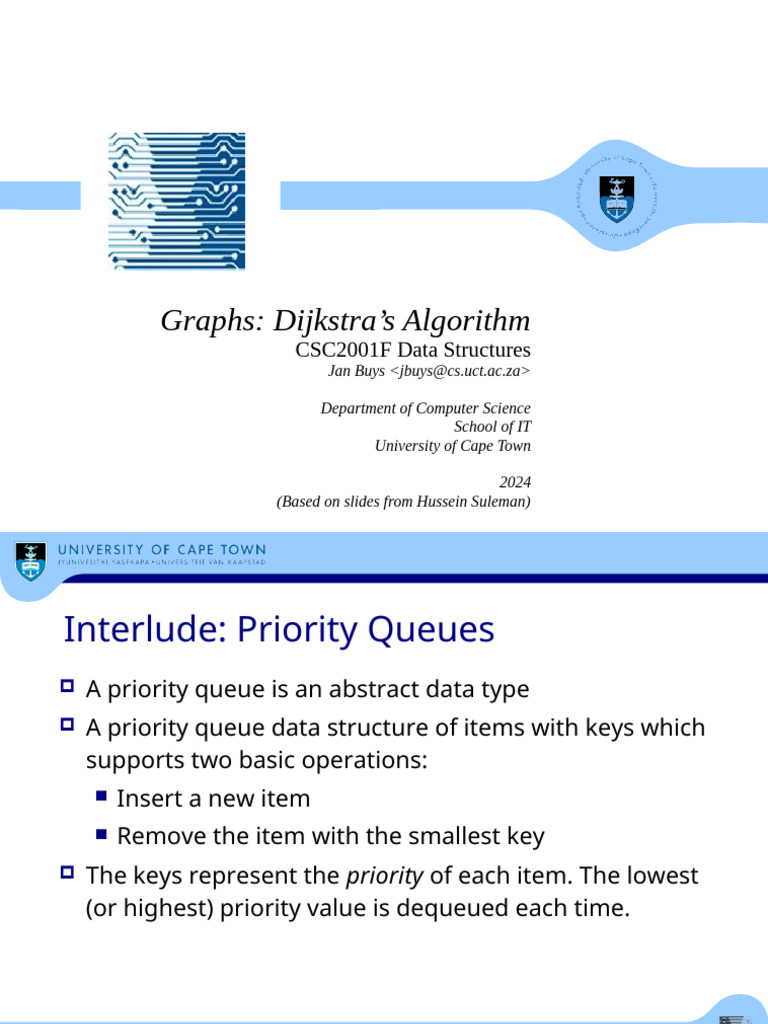 csc2001f 2024 10 Graphs Dijkstra | PDF | Queue (Abstract Data Type ... csc2001f 2024 10 Graphs Dijkstra | PDF | Queue (Abstract Data Type ...