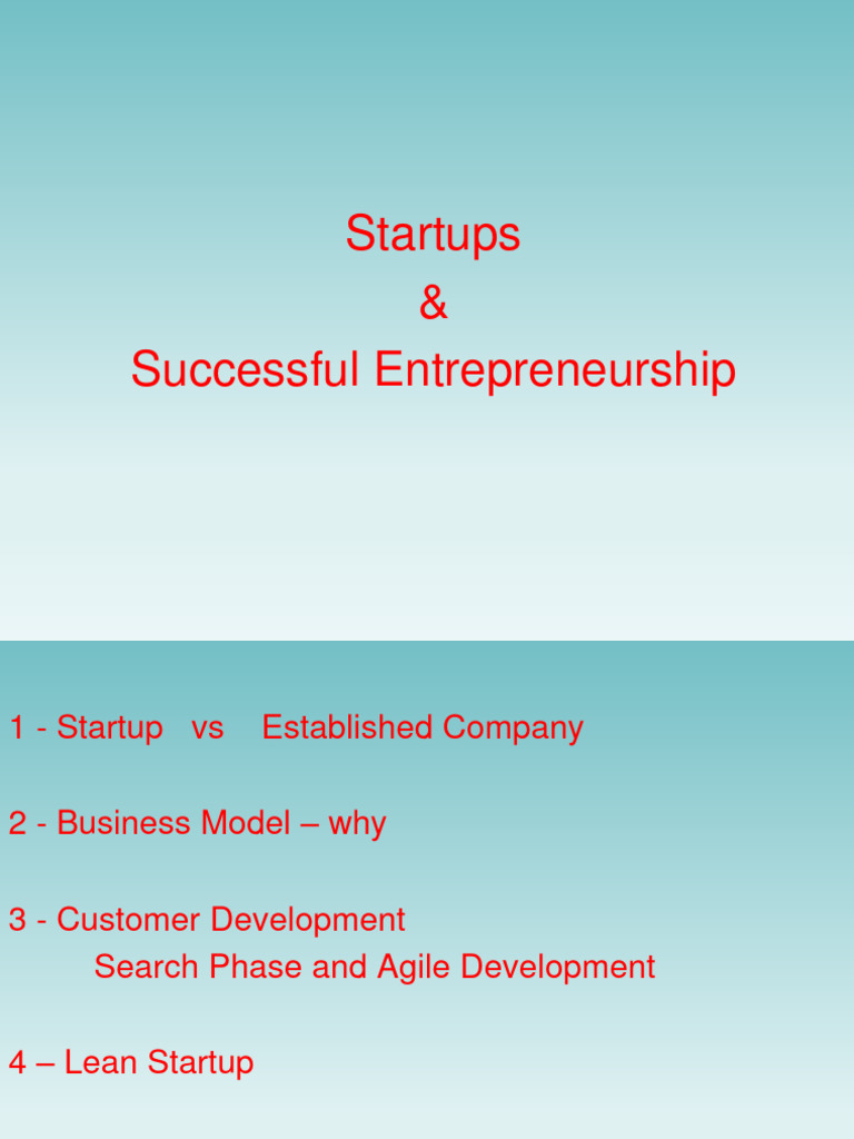 Sem 12 - 1 - Startups Vs Established - Cust Dev 1 of 2 | PDF | Lean Startup | Startup Company