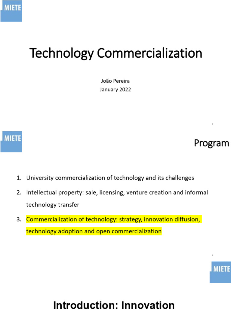 Challenges in Technology Commercialization | PDF | Innovation ...