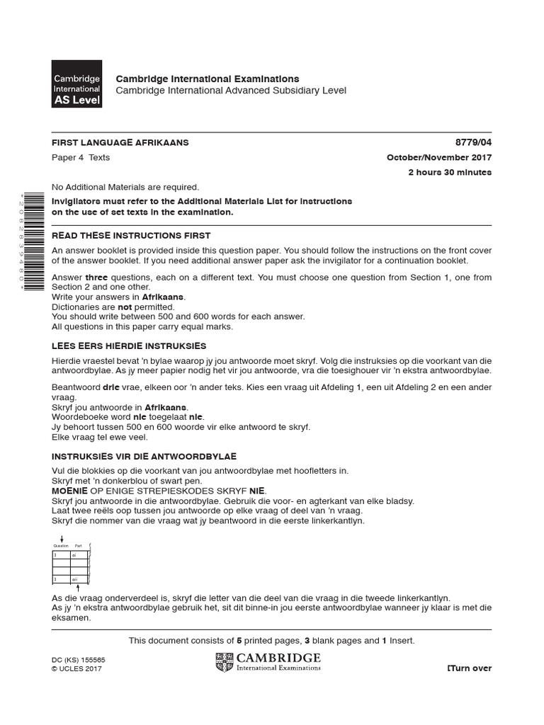 Cambridge International Advanced Subsidiary Level | PDF