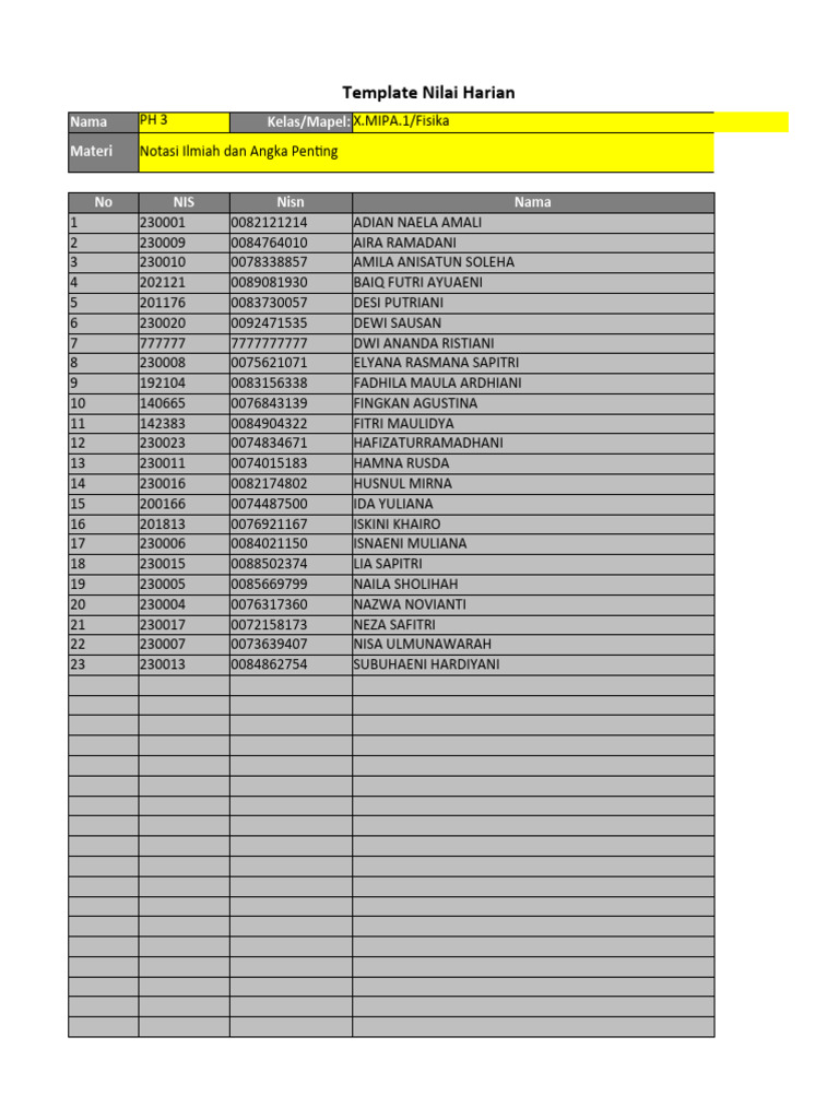 Contoh Pengisian Ph3 Raport Digital Pdf