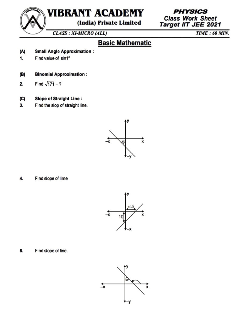 Class Work Sheet (Basic Maths) | PDF