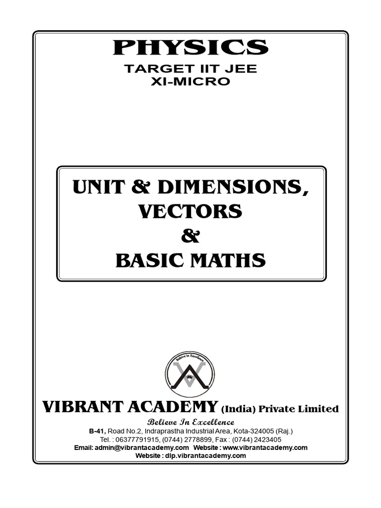 Unit and Dimension, Vectors, Basic Maths | PDF | Euclidean Vector ...