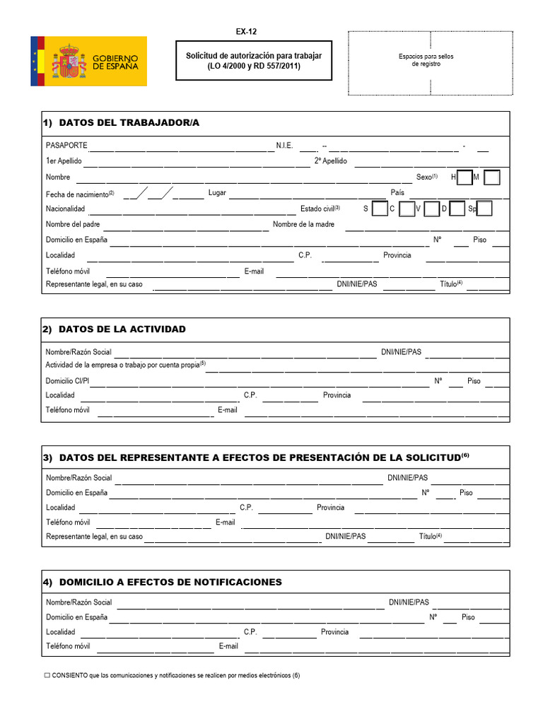 12-Formulario Autoriz para Trabajar | PDF | Documento de identidad | Gobierno