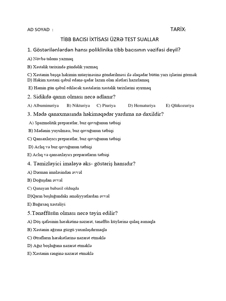 İmtahan Suallar | PDF