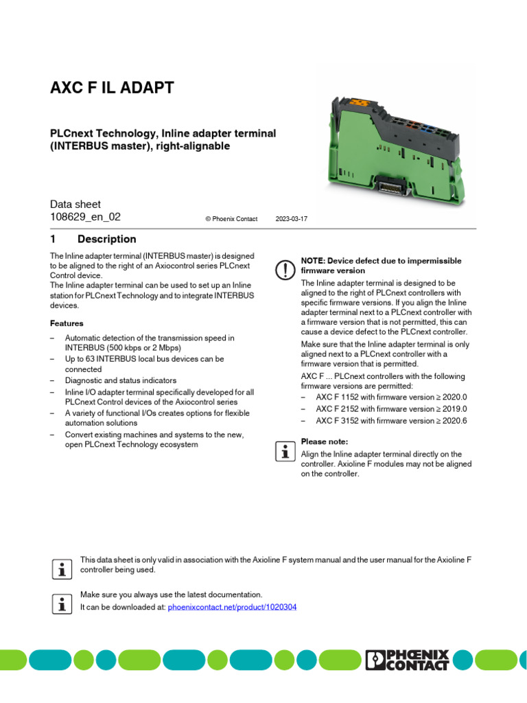 DB en Axc F Il Adapt Without Atex Relevant Prin 108629 en 02 | PDF | Electrical Connector ...