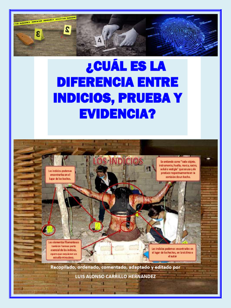 Diferencias entre indicios, pruebas y evidencias | Descargar gratis PDF | Evidencia (ley ...