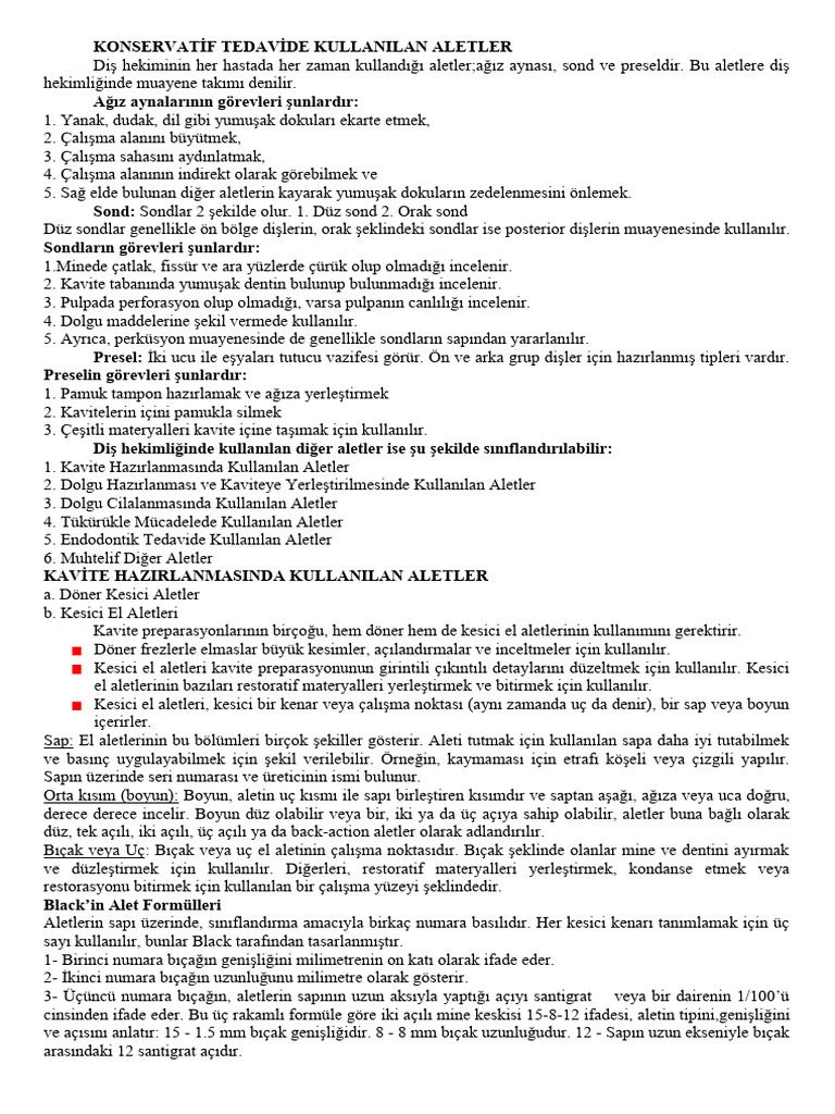 05 Konservatif Tedavide - Kullanilan - Aletler | PDF 05 Konservatif Tedavide - Kullanilan - Aletler | PDF