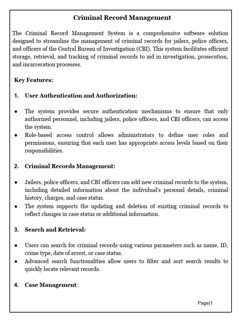 Criminal Record Management System Overview | PDF | Inheritance (Object ...