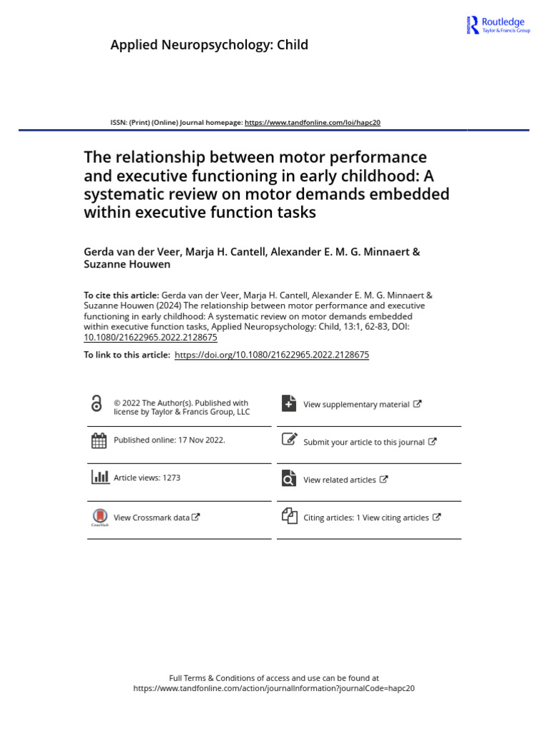 The Relationship Between Motor Performance and Executive Functioning in ...