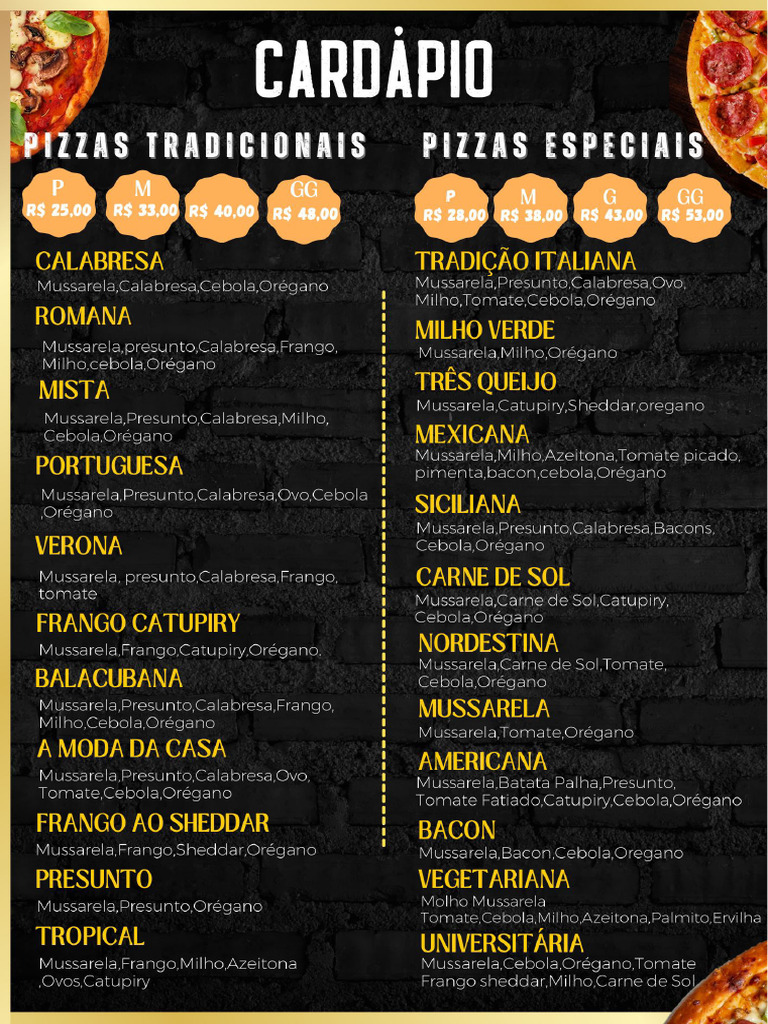 Cardapio Pizza | PDF
