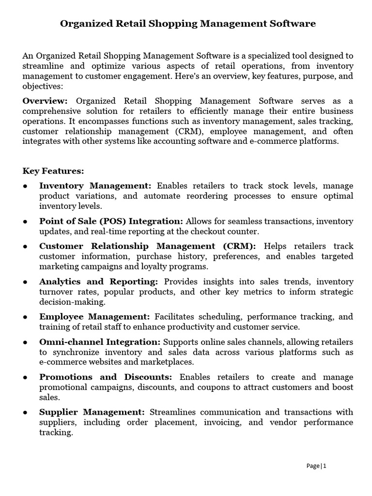 Retail Shopping Management Software Overview | PDF | Class (Computer ...