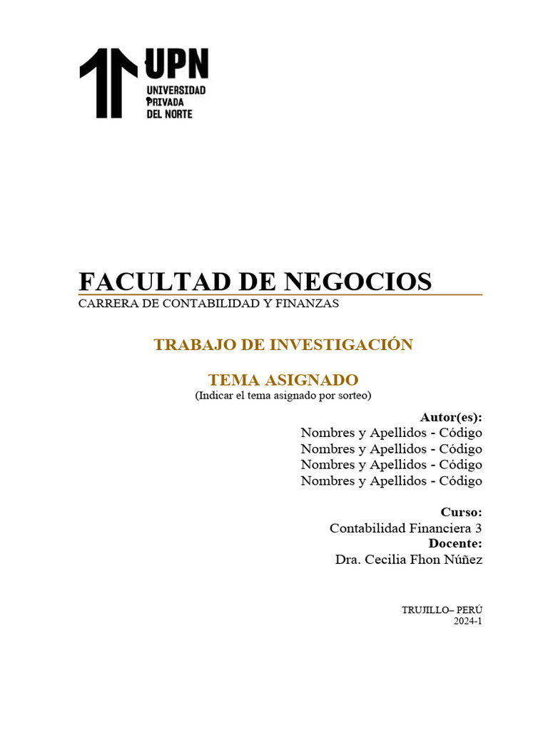 Estructura Trabajo t3 Contabilidad Financiera 3 Tarde | PDF | Contabilidad