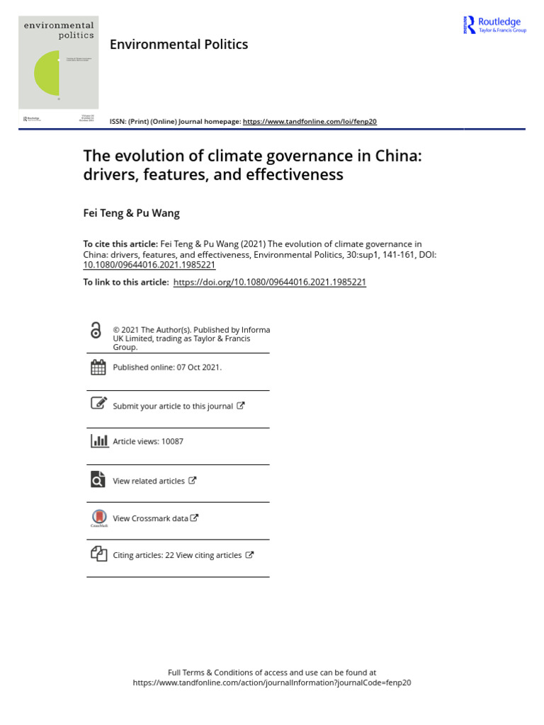 The Evolution of Climate Governance in China Drivers Features and ...