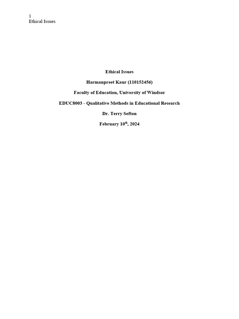 Ethical Issues Har Manpreet | PDF | Confidentiality | Informed Consent