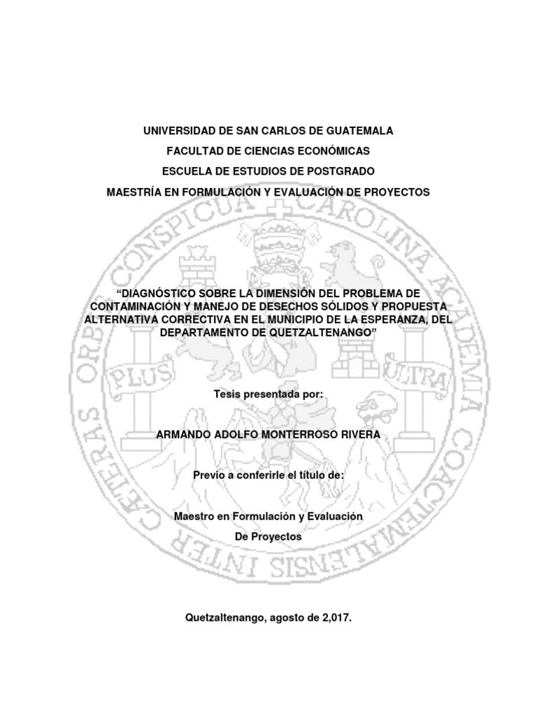 Tesis Tratamiento Basura Usac | PDF | Residuos
