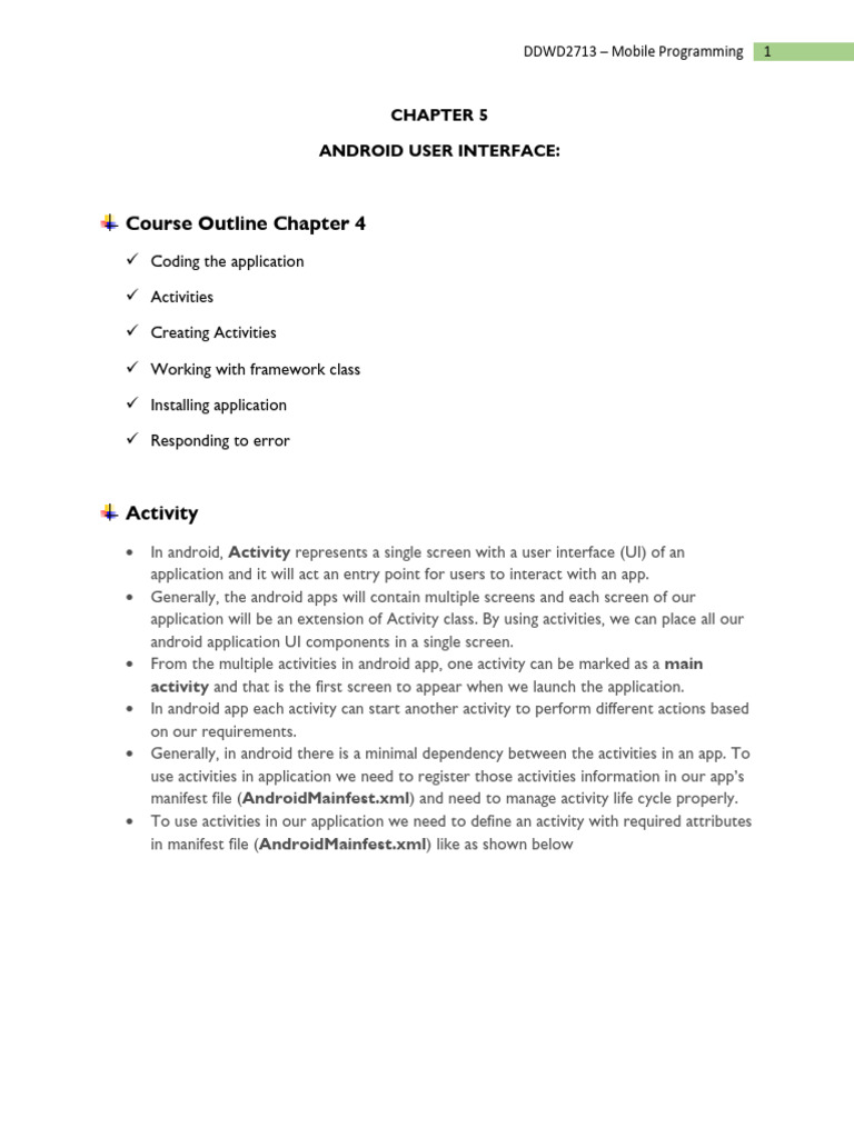 Chapter 5 Android User Interface | PDF | Mobile App | Android ...