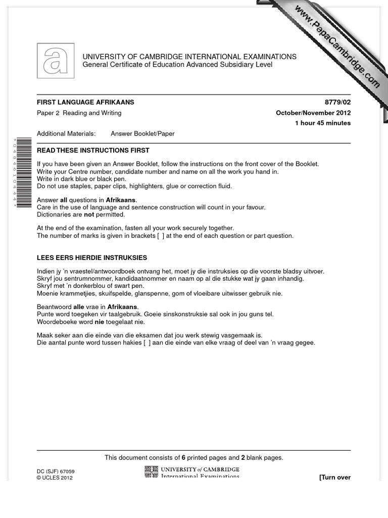 University of Cambridge International Examinations General Certificate ...