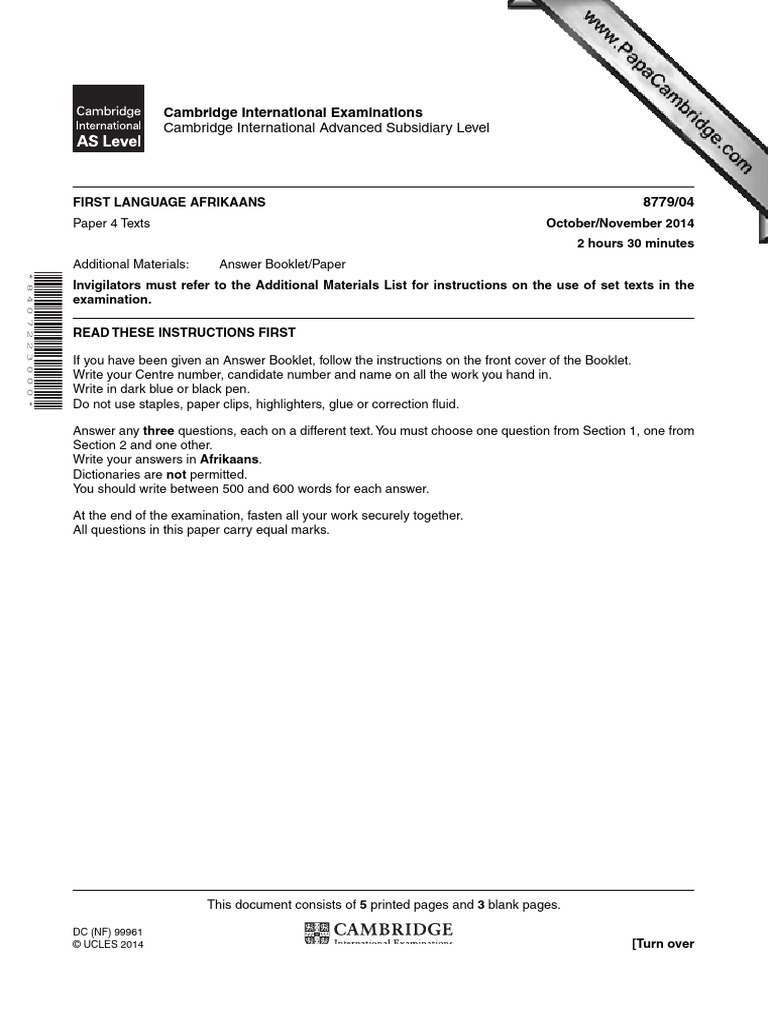 Cambridge International Advanced Subsidiary Level | PDF