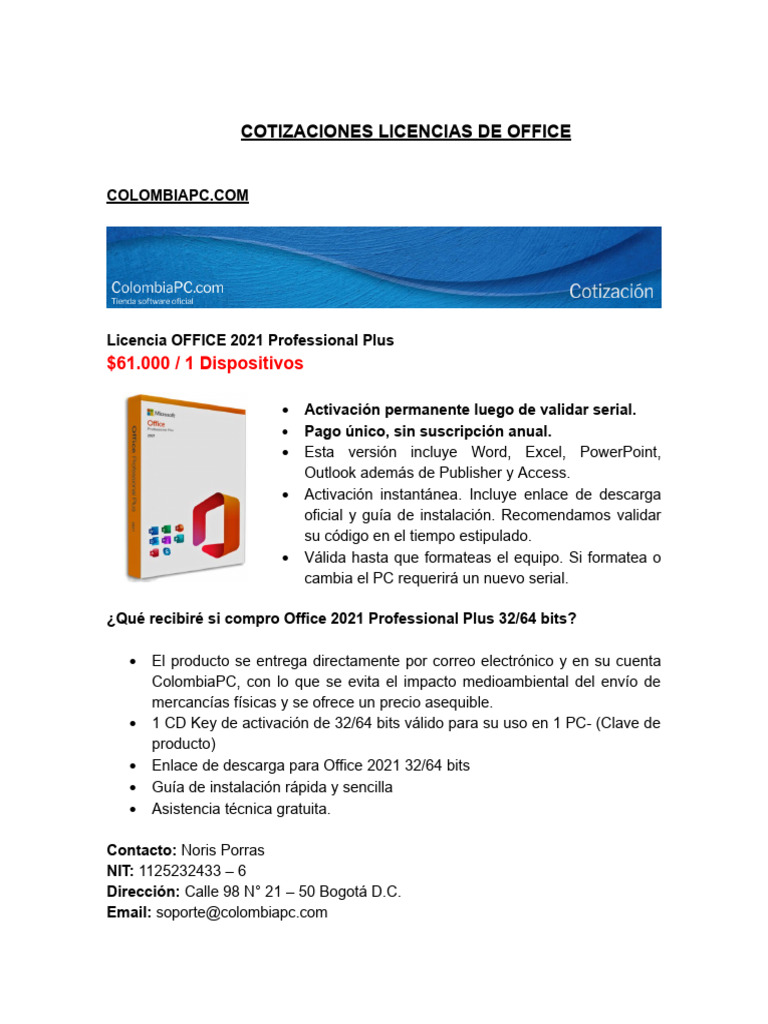 LICENCIAS DE OFFICE | PDF | Microsoft Office | Microsoft Outlook