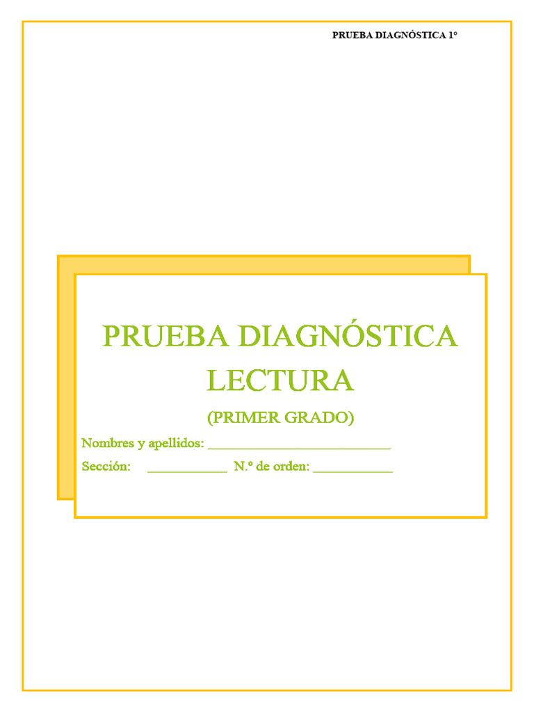 Prueba de Diagn. Lectura - 1 Grado | PDF