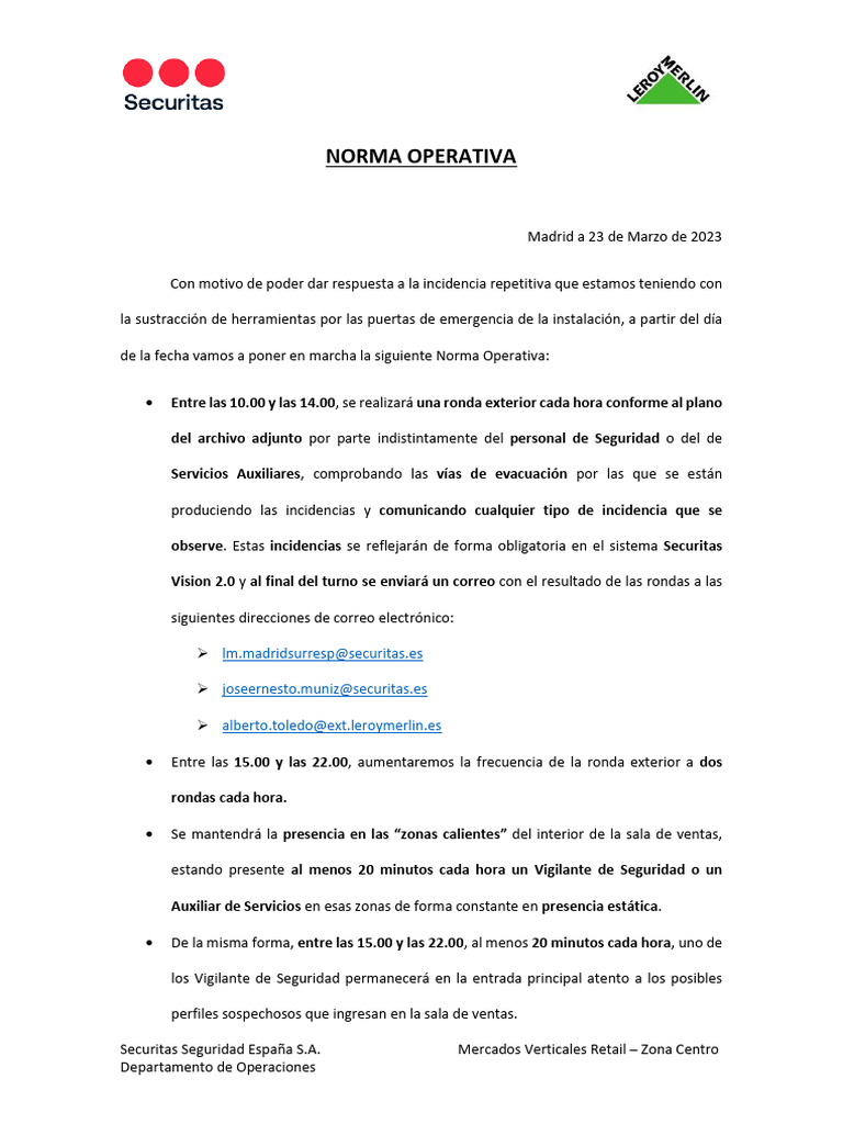 Norma Operativa LM Rivas (Ronda Exterior) - 230323 - 101154 | PDF ...