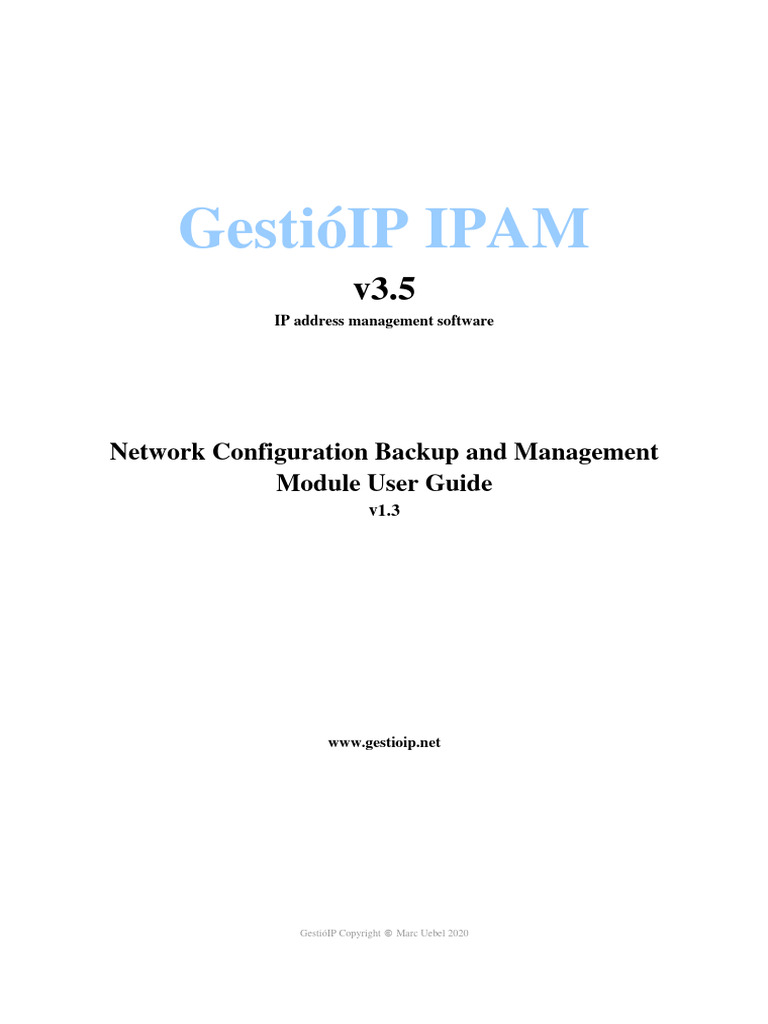 GestioIP 3.5 Configuration Backup Module User-Guide | PDF | File ...