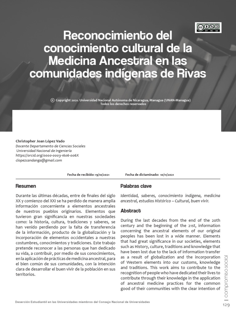 Reconocimiento Del Conocimiento Cultural de La Medicina Ancestral en Las Comunidades Indígenas ...