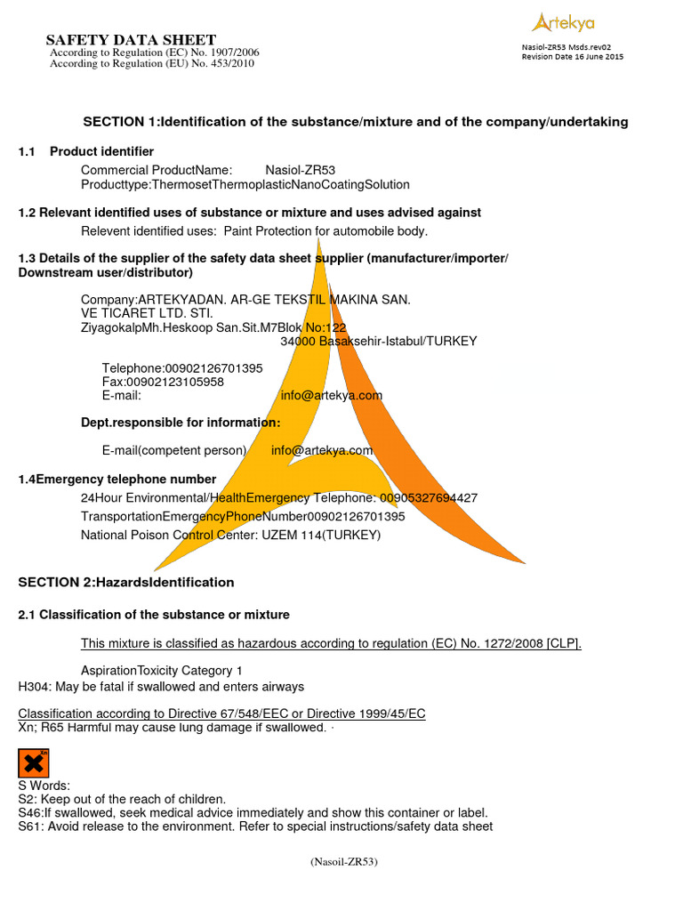 Automotive Paint Protection SDS | PDF | Waste | Toxicity