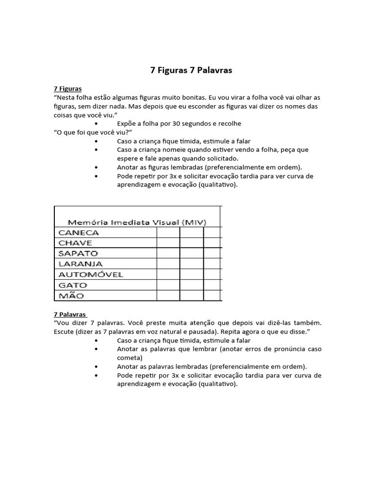 7 Figuras 7 Palavras. Instrucoes | PDF