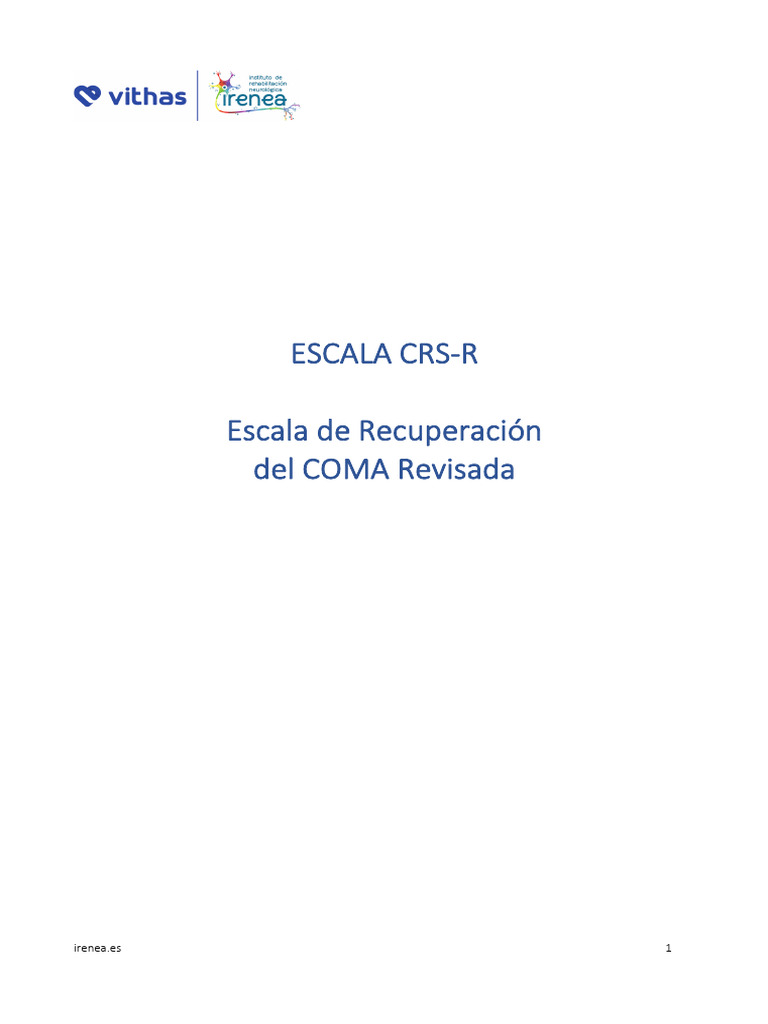 Escala de Recuperación Del COMA Revisada CRS-R | PDF | Clavo (anatomía ...