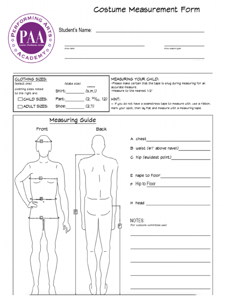 PAA Costume Form | PDF