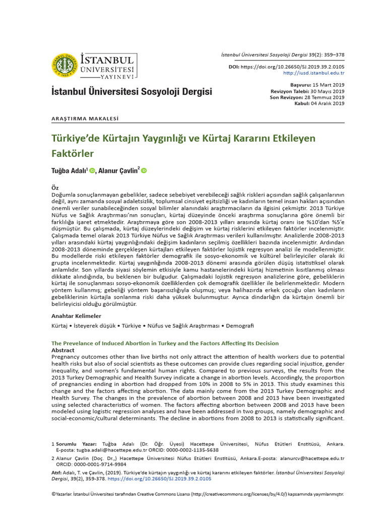 T Rkiye de K Rtaj N Yayg NL Ve K Rtaj Karar N Etkileyen Fakt Rler (#710061) - 1024636 | PDF