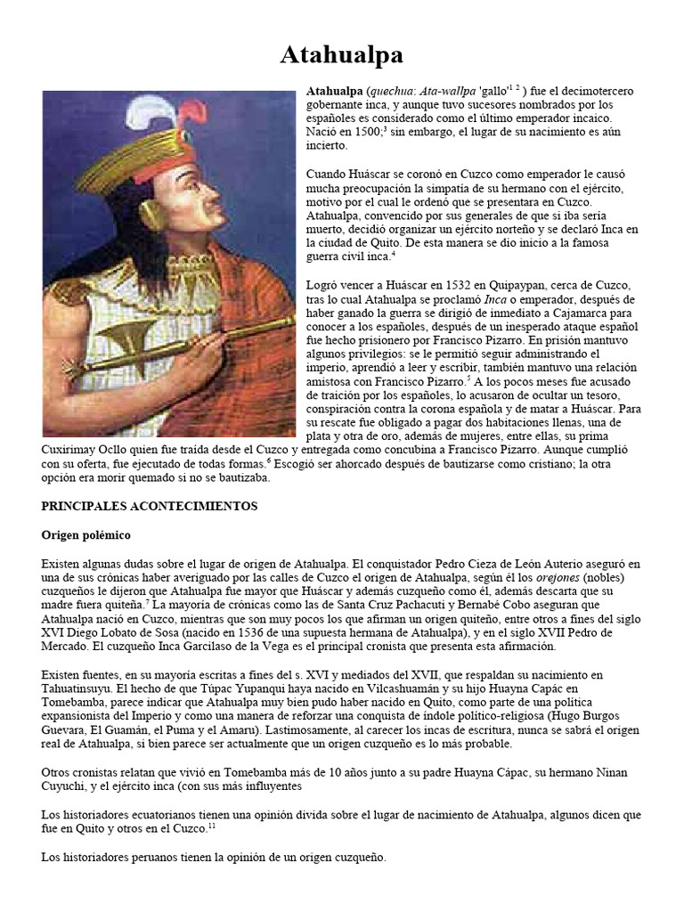 Atahualpa | PDF | Imperio Inca | Francisco Pizarro