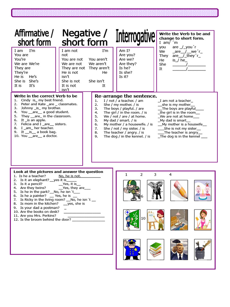 Verb To Be: Forms and Exercises | PDF | Linguistics | Grammar