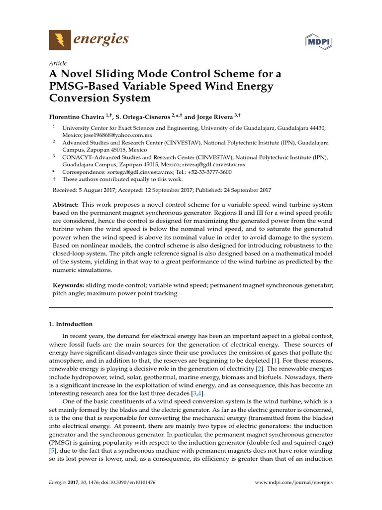 2017 A Novel Sliding Mode Control Scheme For A Pmsg Based Variable Speed Wind Energy Conversion