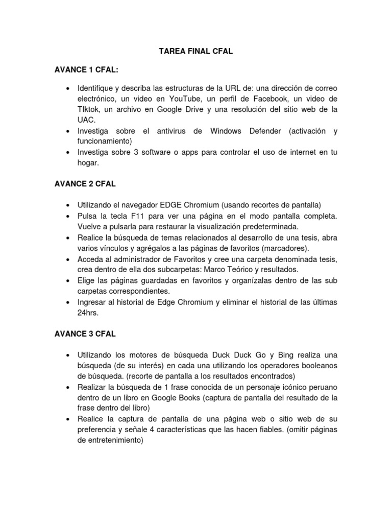 Tarea Final Cfal | PDF