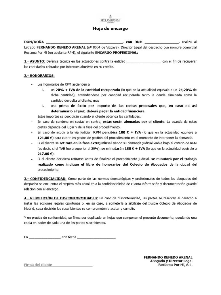 Hoja Encargo RPM | PDF | Abogado | Justicia