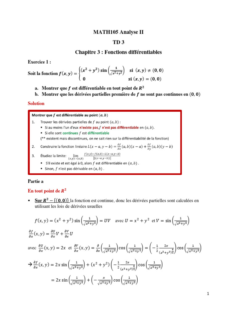 Analyse II-TD3 | PDF | Fonctionnalités et modélisations | Mathématiques