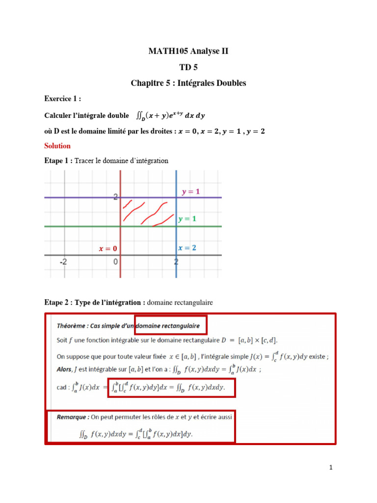 Intégrales doubles : exercices et solutions | PDF | Intégral | Géométrie
