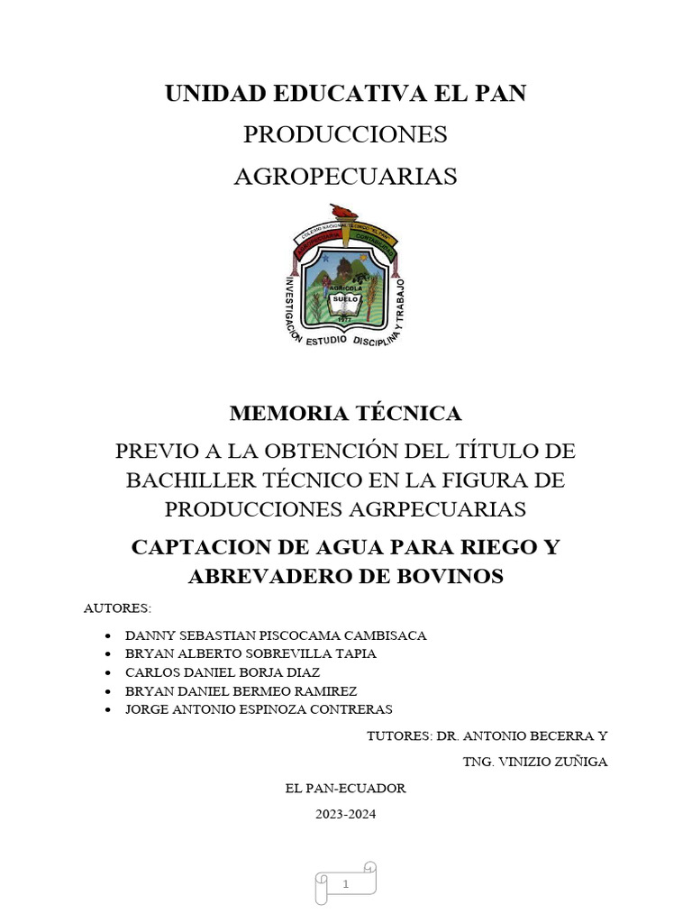 Proyecto de Grado 2023-2024 1 | PDF | Agua | Riego